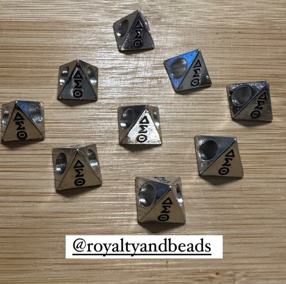 Silver Delta pyramid charms – Royalty and Beads