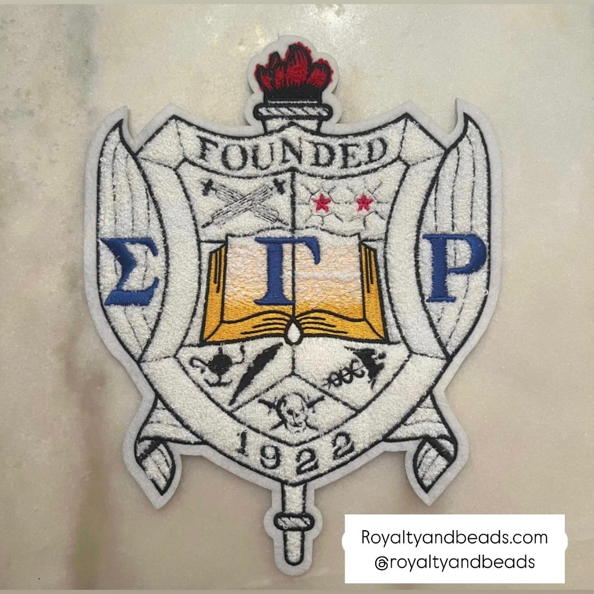 Sigma Gamma Rho shield patch – Royalty and Beads