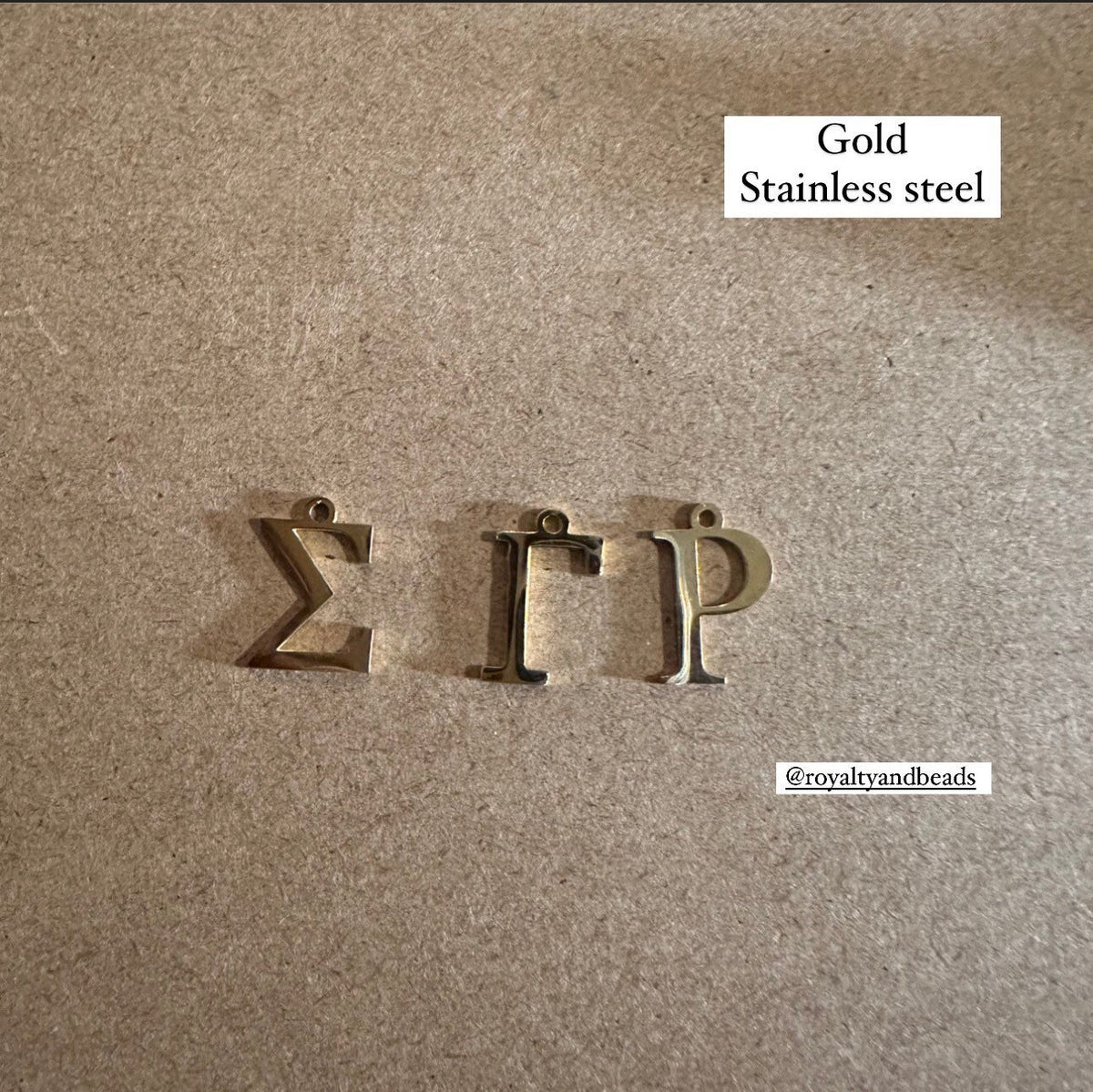 Gold Sigma letters. – Royalty and Beads