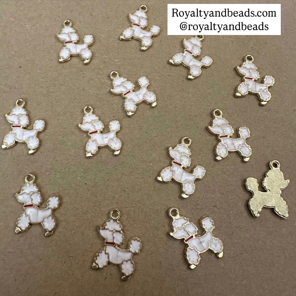 5 gold poodle charms – Royalty and Beads