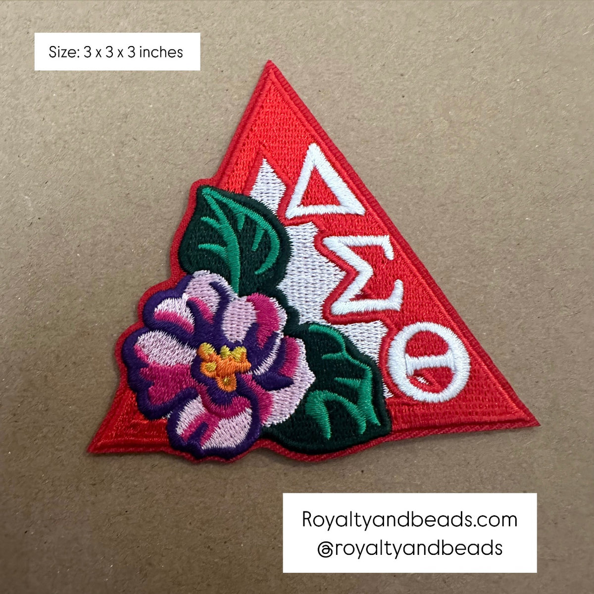 Delta Sigma Theta pyramid patch – Royalty and Beads