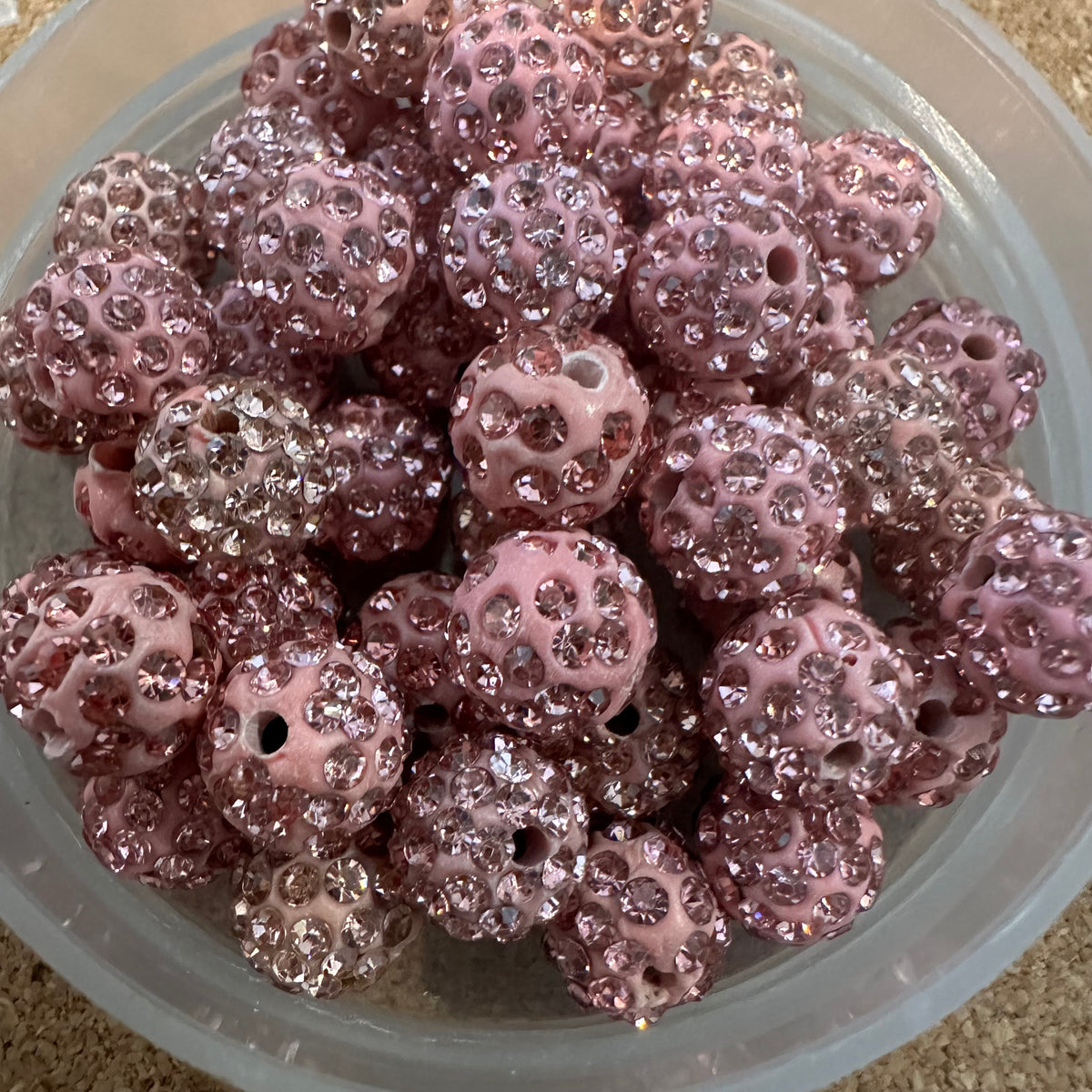 20 light pink pave beads. – Royalty and Beads