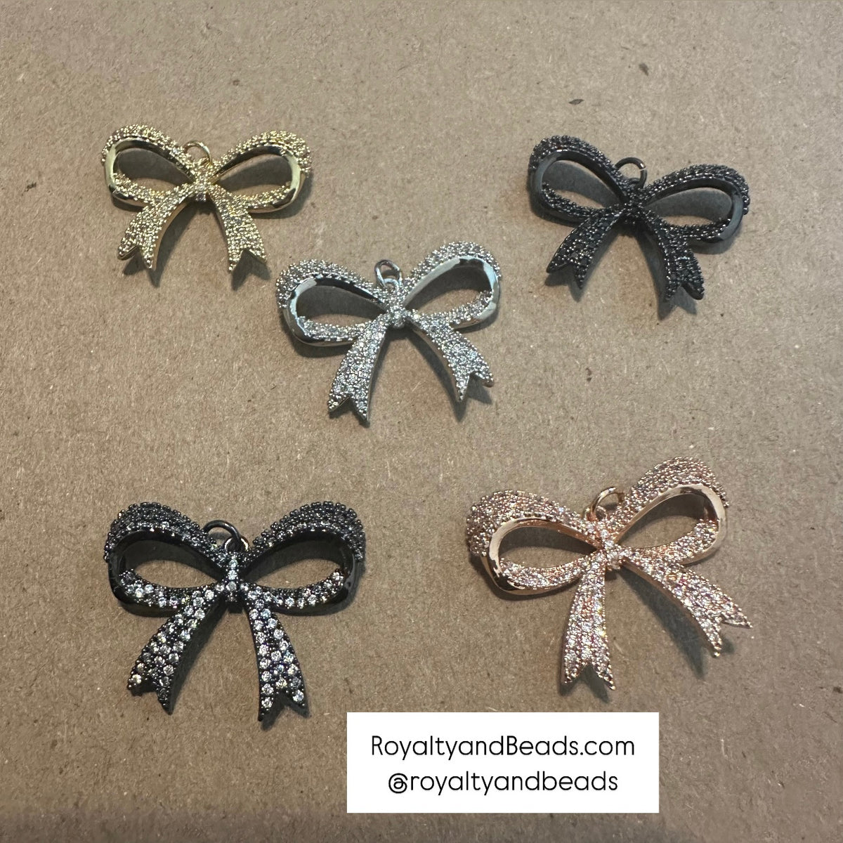 Pave bow charms – Royalty and Beads